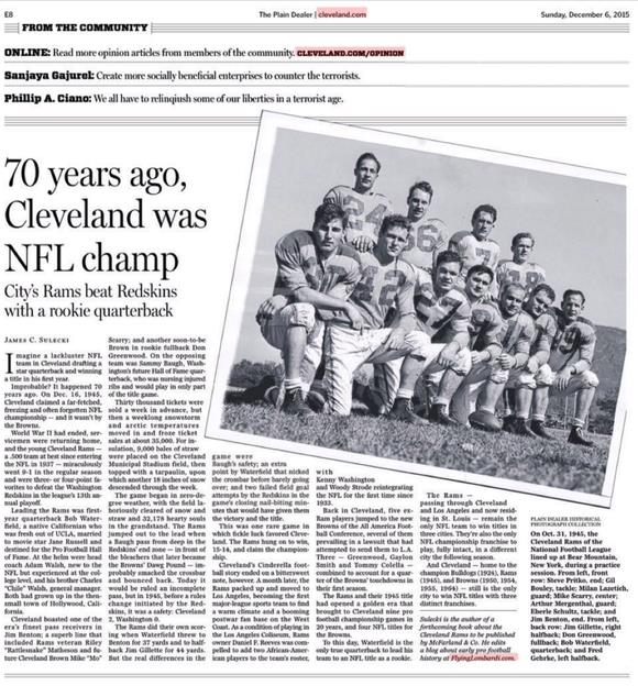 Review of The Cleveland Rams: The NFL Champions Who Left Too Soon ...